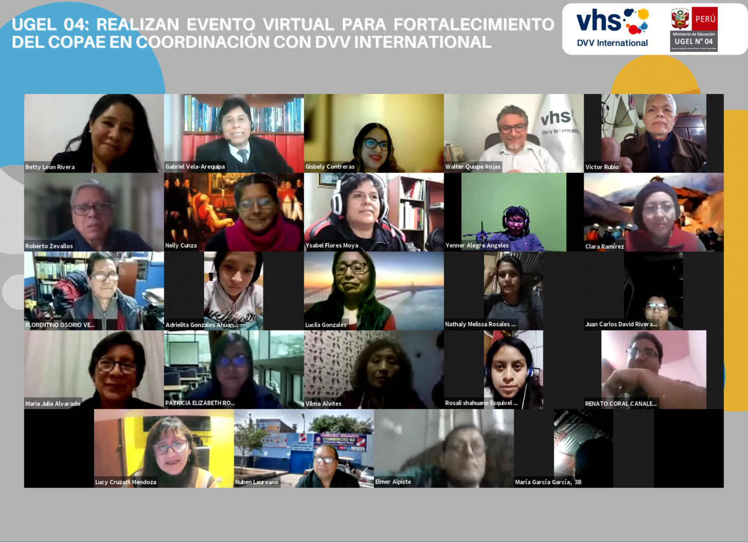 UGEL 04: REALIZAN EVENTO VIRTUAL PARA FORTALECIMIENTO DEL COPAE EN ...